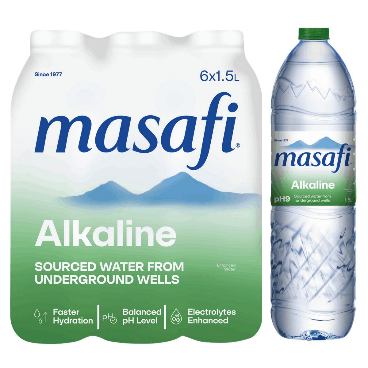 MASAFI Alkaline water | 6 pcs x 1.5 litres – Nourify